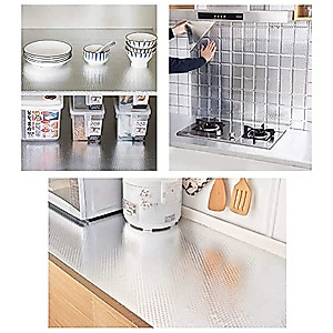 Kitchen Backsplash Stickers Wallpaper, Kitchen Sticker Self Adhesive Kitchen Foil Stickers Oil and Water Resistant Cooktop Sticker for Cabinet Countertops and Drawer Liner Shelves . 15.7x118 Inchs…