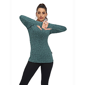 Soneven Thermal Fleece Lined Shirt Women Athletic Shirt Women Compression V Neck Shirts Long Sleeve Yoga Running T Shirt Golf Shirts