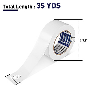 Duct Tape White Heavy Duty - 1.88 in Wide 35 Yds Waterproof Designs No Residue Strong Adhesive Industrial Grade Duct Tape Tearable for Indoor or Outdoor Use,Multi Purpose Home Repair(Pack of 1 Roll)