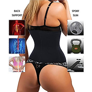 URSEXYLY Women Waist Trainer Corset Zipper Hook Shapewear Double Control Body Shaper Tummy Control Waist Cincher (XS, Black)