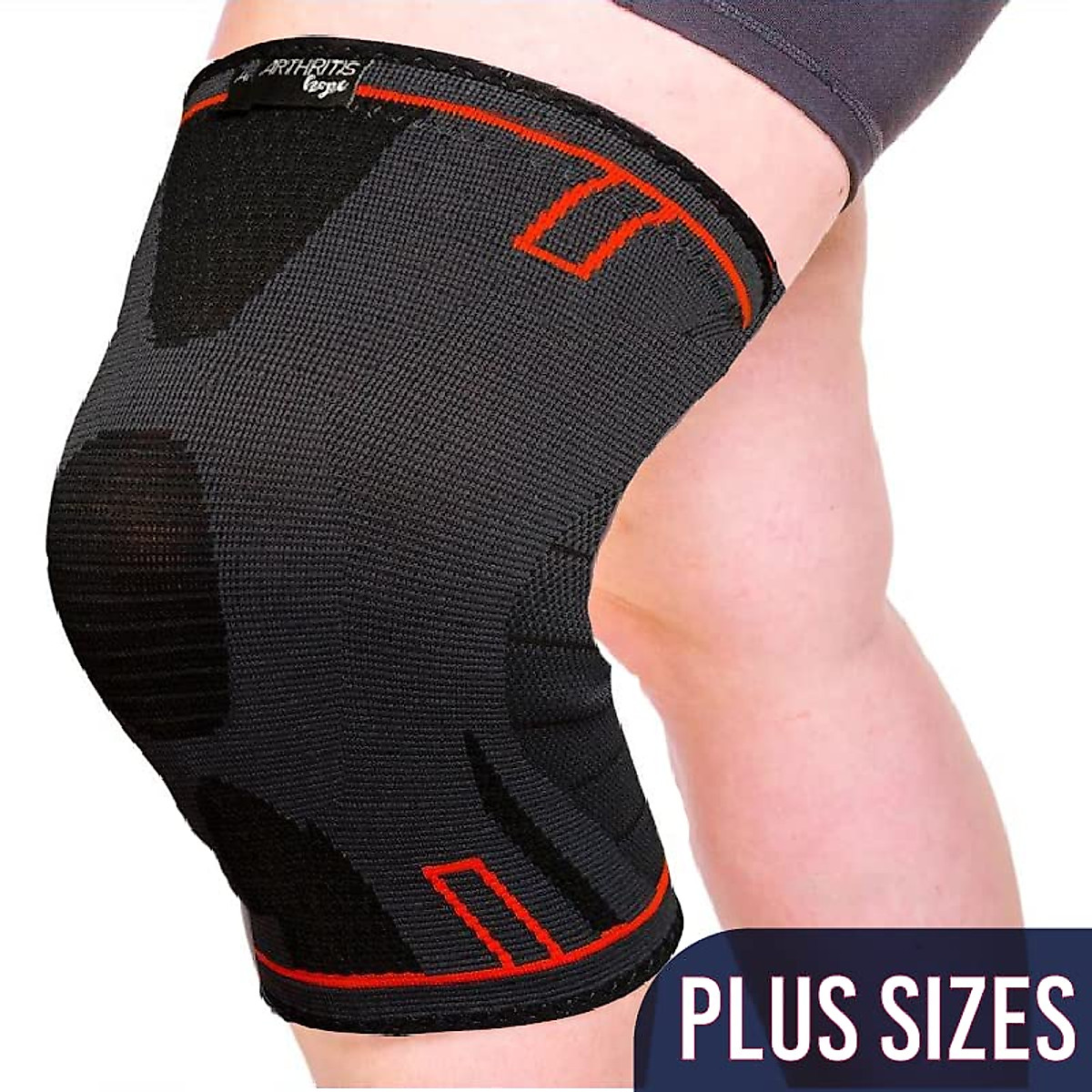 Arthritis Hope Knee Compression Sleeve - Knee Brace for Arthritis and Joint Pain Relief, Improve Circulation, give Support and Comfort, Plus Sizes for Overweight to Obese Thighs and Legs (Black, 7XL)