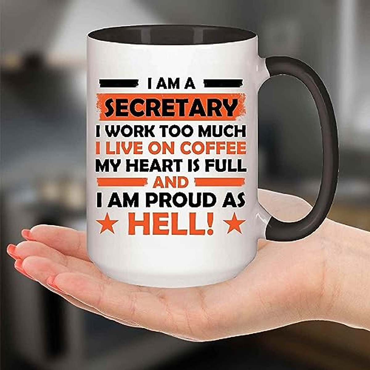 Novelty Gift Secretary Gift For Office Professionals, Retirement Present For Father - Caffeine Quote On 11oz 15oz Inner Color Accent Mug