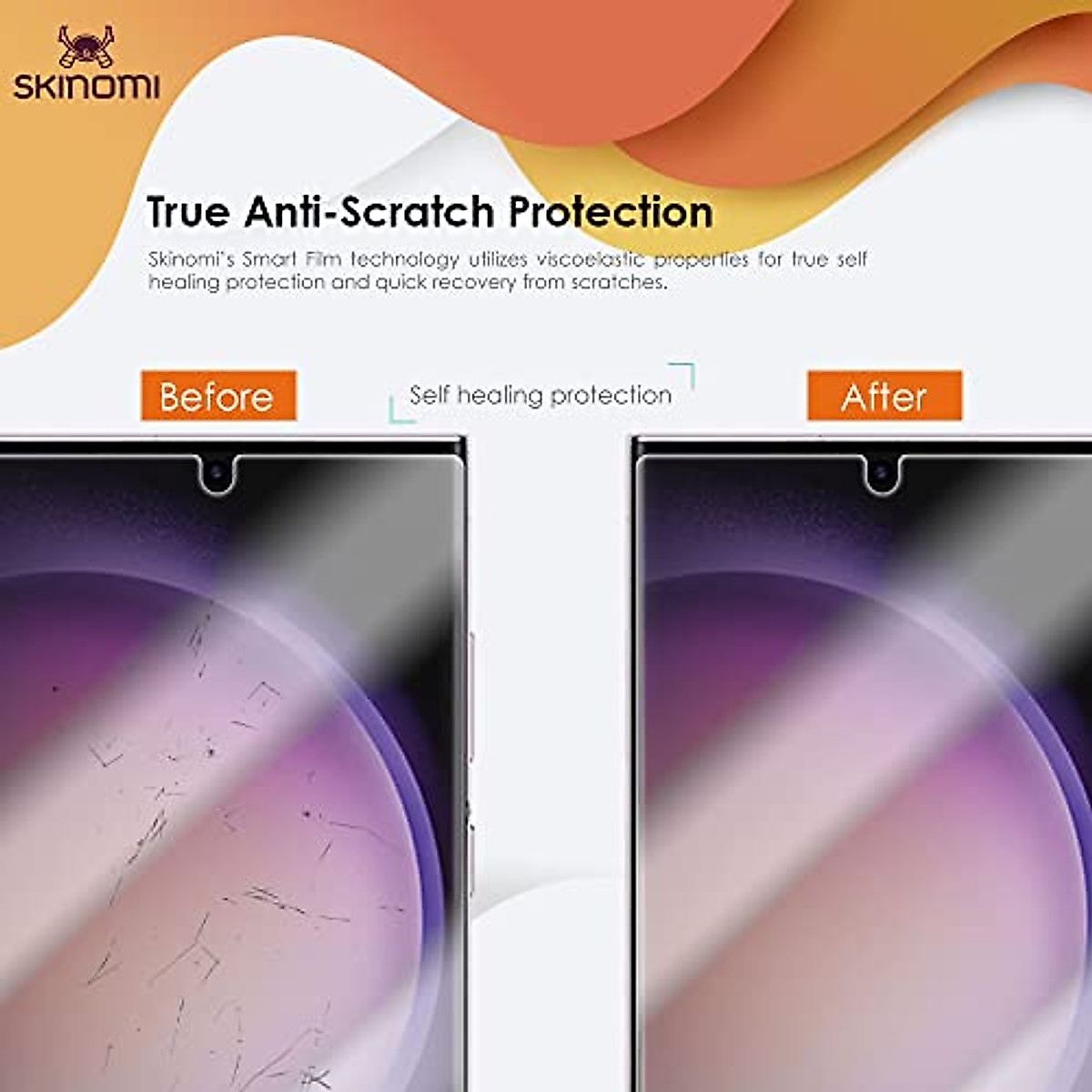 Skinomi Screen Protector Compatible with Samsung Galaxy S23 Ultra 5G Works with Fingerprint Scanner (2-Pack) Clear TechSkin TPU Anti-Bubble HD Film