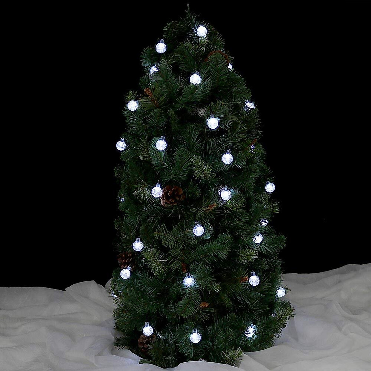 Cohoya Solar String Lights 25.6ft 30 Mini Globe Crystal Balls Waterproof Fairy Lights 8 Modes Outdoor Lights Solar Powered String Light for Christmas Garden Yard Home Party Wedding Decoration