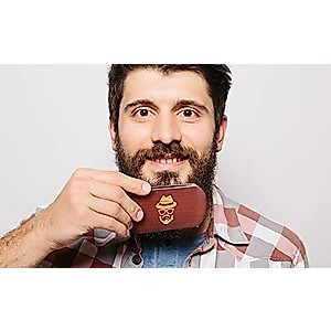 Beard Brush, 100% Boar Bristle Natural Black Walnut Wood Beard Comb Hair Mustache Shaving Brush Facial Hair Brush