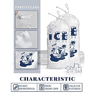 50 Pack Ice Bags 5 lb, Heavy-Duty Ice Bags with Drawstring(2 Mils Thickness)