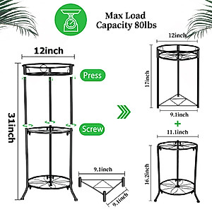 OMEUTY Plant Stand Indoor,31 inch Tall Plant Stands Outdoor, 3 Tier Detachable Corner Metal Flower Potted Stand, Black Heavy Duty Plant Stand for Indoor Planters,Living Room. Balcony