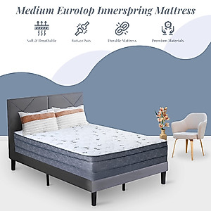 Greaton 13 Inch Foam Encased Mattress with Eurotop and 8 Inch Box Spring, Innerspring Mattresses for Pressure Relief, Comfortable Sleep, Supportive, Motion Isolation, Full XL
