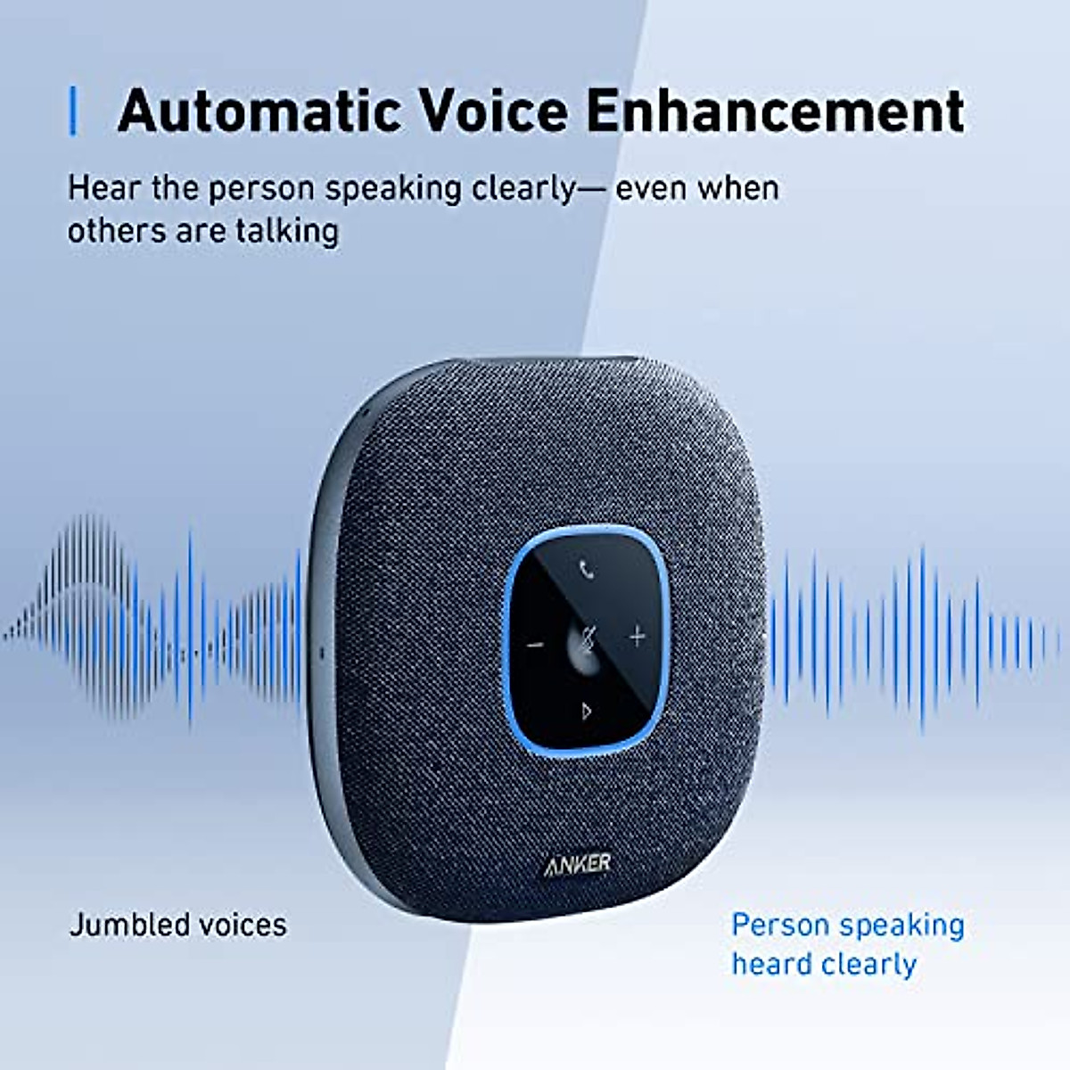 Anker PowerConf S3 Bluetooth Speakerphone with 6 Mics, Enhanced Voice Pickup, 24H Call Time, App Control, Bluetooth 5, USB C, Conference Speaker Compatible with Leading Platforms, Home Office,Blue