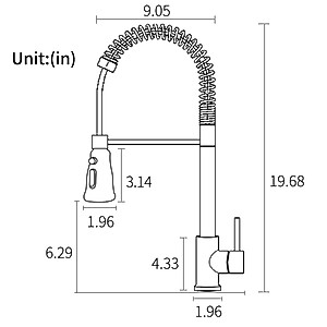 SHAMANDA Brass Kitchen Faucet High Arc Spring Kitchen Sink Faucet with Sprayer Single Handle Hole Pull Down Bar Sink Faucet Brushed Gold, L60001-3