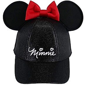 Disney Adult Minnie Glitter Ears Hat, Black Red