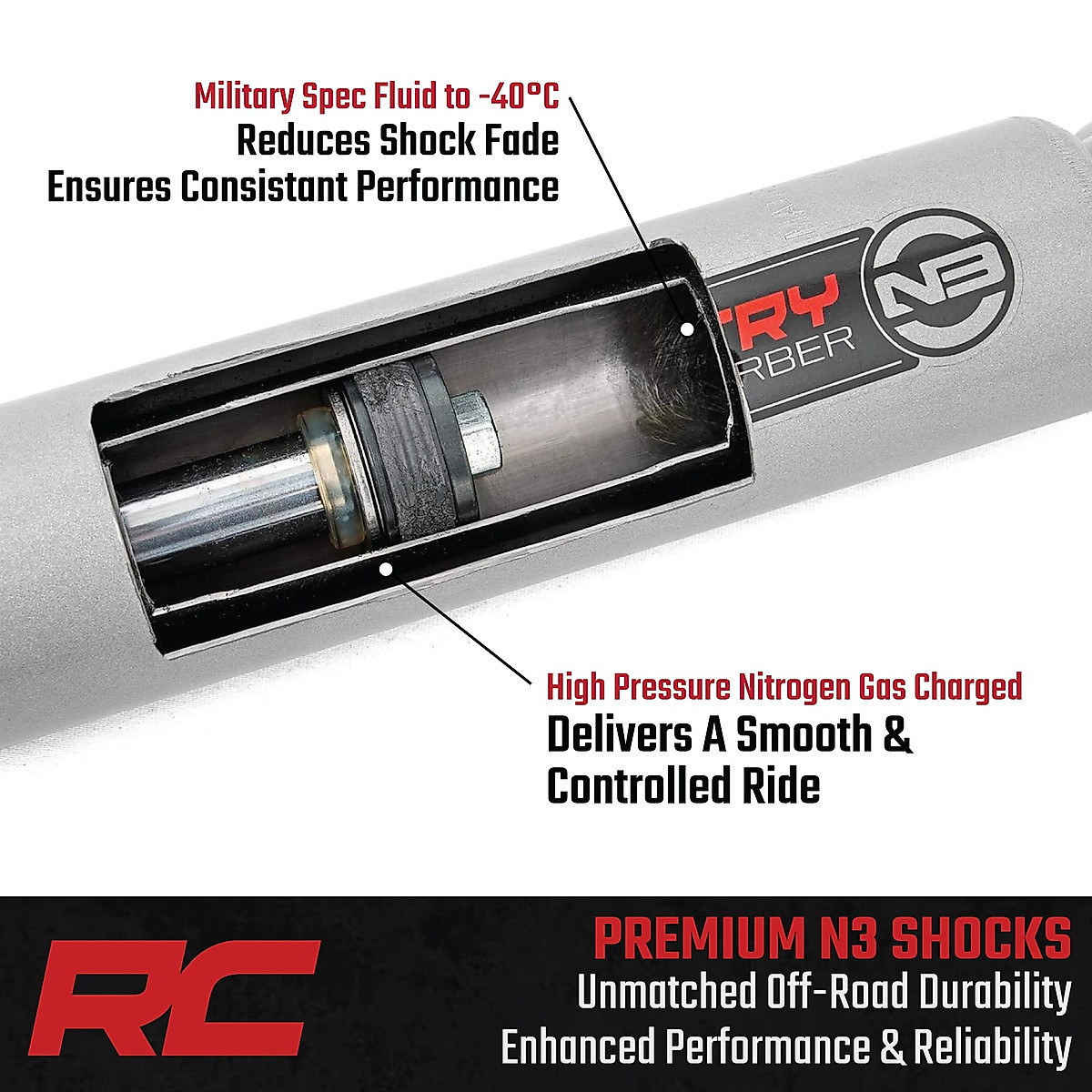 Rough Country 4.5-5.5" N3 Front Shocks for 98-11 Ford Ranger - 23211_A