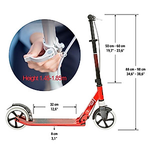 ygqtbc Adult Scooter 2019 Upgraded Kick Scooter Height-Adjustable Foldable Dual Suspension Rear Fender Brake Lightweight Aluminium Alloy Commuter 220lb Max Load Big Wheels Scooter for Adults Teens Kid
