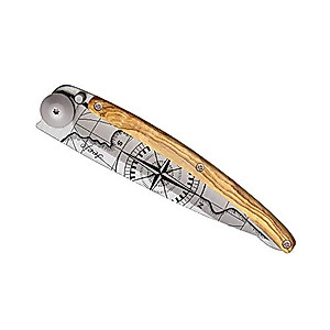 deejo Ultra-Light Folding Pocket Knife with Belt Clip - Olivier 1.3 OZ Version - Thin and Sharp Blade - Terra Incognita Pattern - Stainless Steel - Elegant and Modern Design…