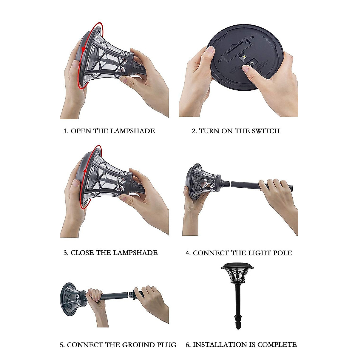 YLHDRILY 6 Pack Solar Path Lights High Lumen Super Bright SMD LED Solar Outdoor Stainless Steel & Glass Waterproof Landscape Lights for Pathway,Garden,Yard, Patio, Walkway,Driveway,