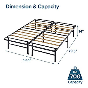 Zinus SmartBase Essential Mattress Foundation with Bamboo Slats / Metal Platform Bed Frame / Sustainable Bamboo Slat Support / No Box Spring Needed / Easy Assembly, Queen