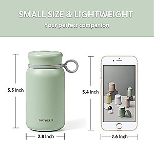 BUYDEEM Born for Girls & Ladies, CD13 Thermos Water Bottle Tumbler Flask, Cute Unique Design, Wide Mouth with Screw-on Lid, Stainless Steel Coffee Tea Travel Mug, Cozy Greenish