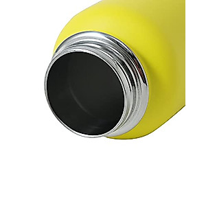 32 oz Baseball Sports Water Bottle Insulated 2 Lids Straw Travel Tumbler Durable Stainless Steel Vacuum Bottle (Yellow)