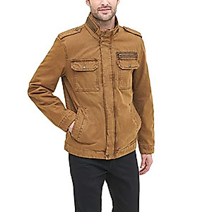 Levi's Men's Washed Cotton Two Pocket Military Jacket (Standard and Big & Tall), Worker Brown, Large