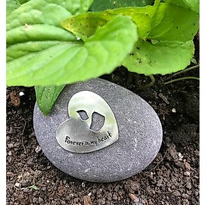 Whitney Howard Designs Sympathy Remembrance Gift - Forever in My Heart on a River Stone with Candle Motif - Add to a Memorial Garden to Commemorate The Loss of a Loved One