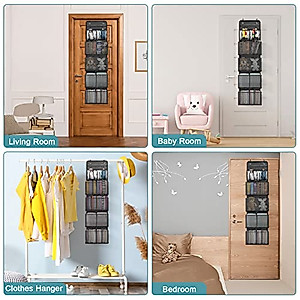 NPET Over Door Hanging Organizer Wall Mount Storage with Clear PVC Pocket, EVA Waterproof Mesh Pocket and Oxford Cloth Material for Closet Bedroom Nursery Dorm (33BK01, Black)