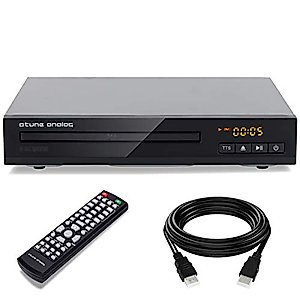 atune analog DVD Player HDMI CD Player with HD 1080p, All-Region Free, USB Input, Remote Control Multi-Angle Viewing AC/DC Adaptor Power Supply, Black