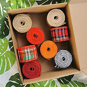 Wired Edge Buffalo Plaid Ribbon and Fabric Burlap Ribbon for DIY Craft Wrapping Christmas Decoration 6.56 Yard (2.36 inch, Red&Green Plaid, 1 Roll)