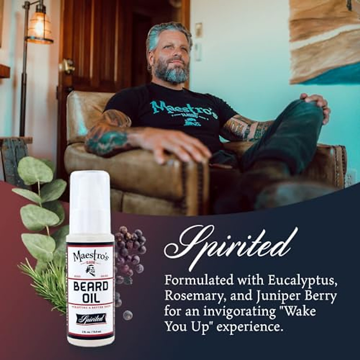 Maestro's Classic BEARD OIL | High-Shine Moisturizing & Taming for All Beard Types & Lengths- Spirited blend, 2 Ounce