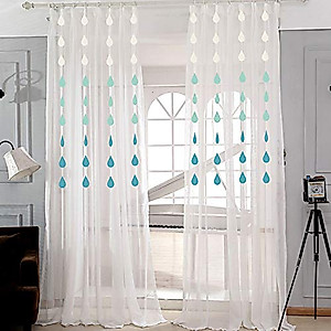 Framendino, Gradient Blue Raindrop Paper Garland Decorations Bunting Rain Drop Banners for Baby Shower April Showers