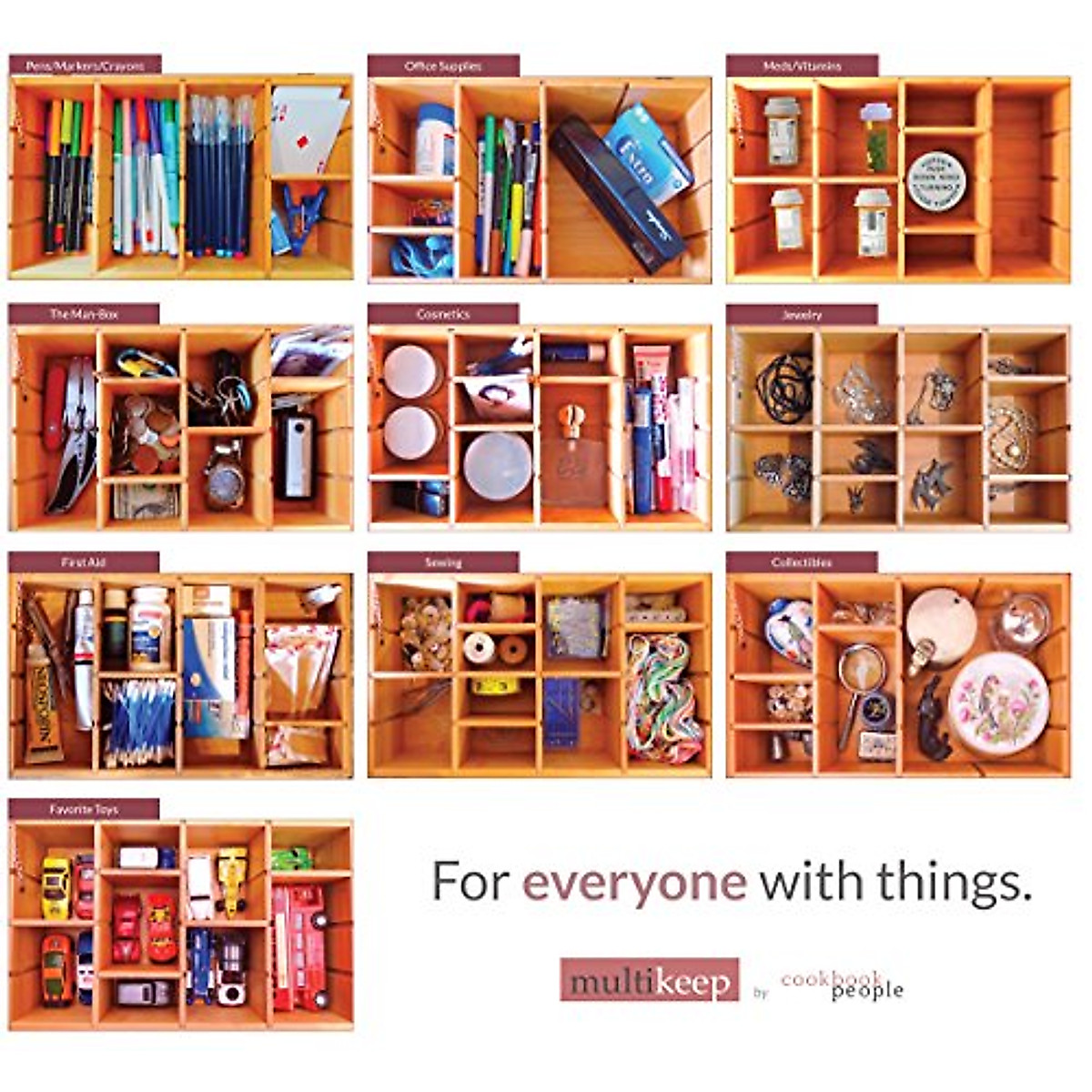 Cookbook People Multikeep Personalized Name Box - Classic Filigree Bamboo Storage Organizer with Latching Lid