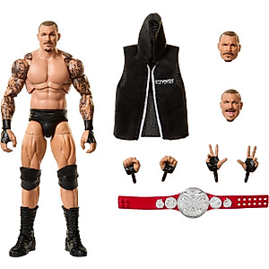 Mattel WWE Ultimate Edition Action Figure & Accessories Set, Randy "Macho Man" Savage 6-inch Collectible with 30 Articulation Points, Swappable Pieces & Entrance Gear