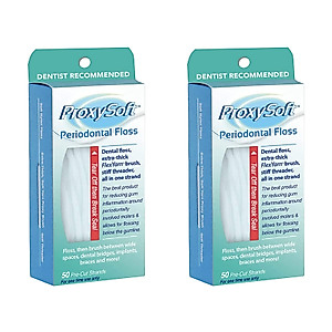 ProxySoft Periodontal Floss, 2 Packs - Dental Floss Threader, Braces Floss and Thick ProxyBrush for Daily Care of Periodontal Disease and Gum Health - Orthodontic Flossers for Braces and Teeth