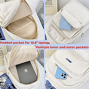 Leaper Water-resistant Laptop Backpacks Lightweight Casual Daypack Bag White