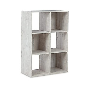 Signature Design by Ashley Paxberry Coastal 6 Cube Storage Organizer or Bookcase, Whitewash