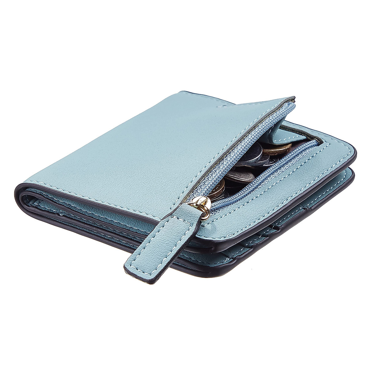 Gostwo Small Wallet for Women, Slim RFID Blocking Wallet, Credit Card Holder Wallet, Compact Bifold Luxury Genuine Leather Pocket Passport Wallet Ladies Girls Mini Purse Travel with ID Window, Blue