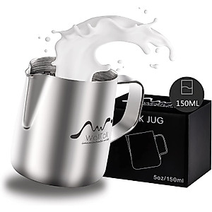 MMtong Coffee Tamper, Espresso Tamper Set 51/58mm for Espresso Barista，Aluminum Tamper Press plus Free 5oz/150ml Milk Frothing Pitcher with Art Pen, Silver