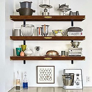 FesGif 36 Inch Floating Shelves for Wall Set of 2 Rustic Wood Wall Decor Storage Shelves Farmhouse Floating Wood Shelf Organizer Hanging Shelving for Kitchen Bedroom Bathroom Light Brown, 36’’ X 5.5’’