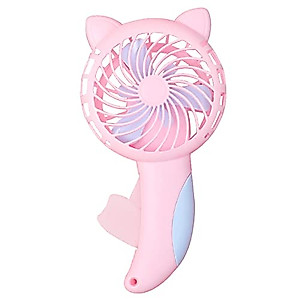 Bluelans Mini Handheld Fan Hand Pressure Manual Small Personal Fan Portable Fan Cooling Fan Cute Cat Design Fan for Kids Girls Boys Women Men Indoor Outdoor Travelling Random Color