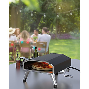 RIEDHOFF 16" Gas Outdoor Pizza Oven, [Automatic Rotating] [Foldable Legs] Portable Pizza Maker, 1000°F 8000W [Quickly Bake] [Stainless Steel] Rotatable Pizza Grill for Outdoor Cooking Camping
