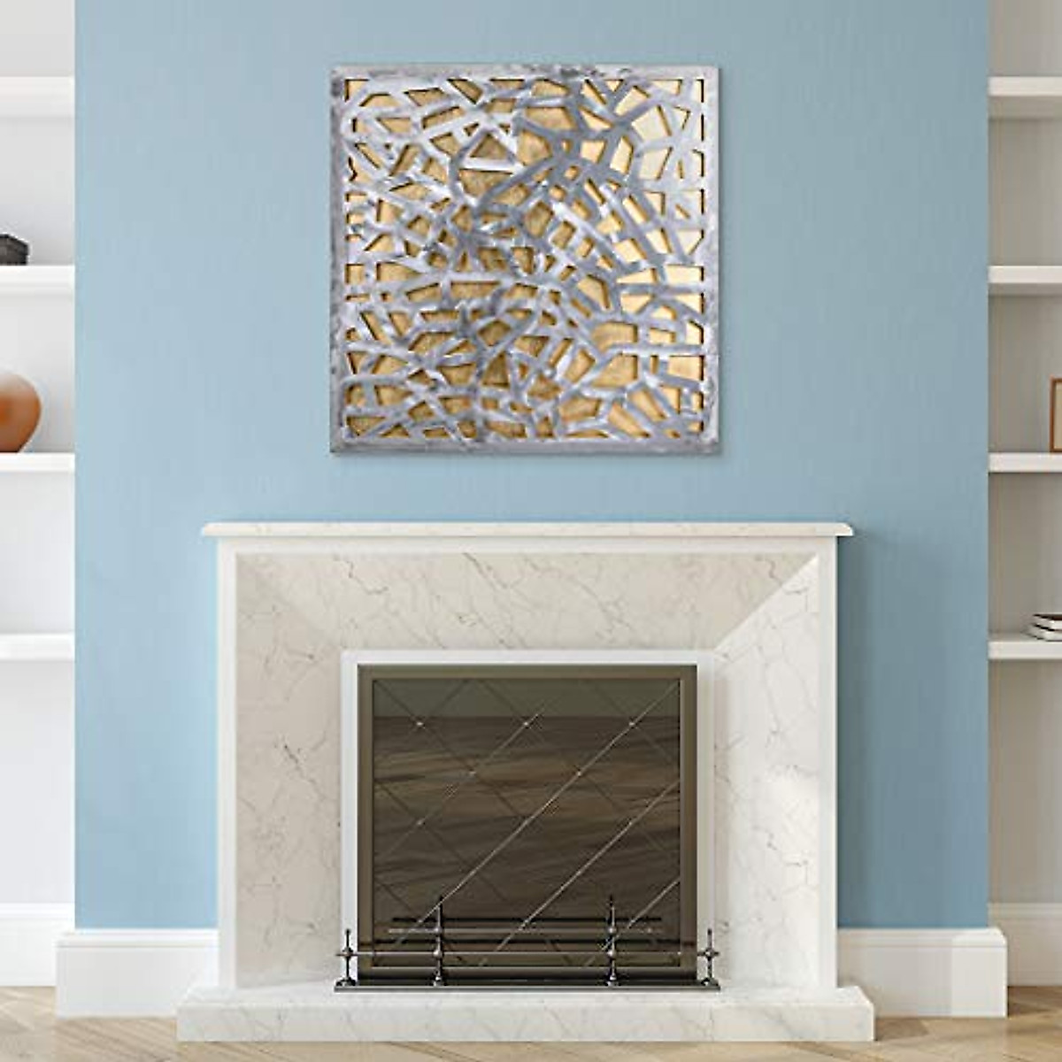 Empire Art Direct Enigma Polished Steel Sculpture Abstract Wall Art with Gold Leaf 3D Metallic Artwork,Ready to Hang,Living Room, Bedroom ＆ Office, 32" x 0.98” x 32