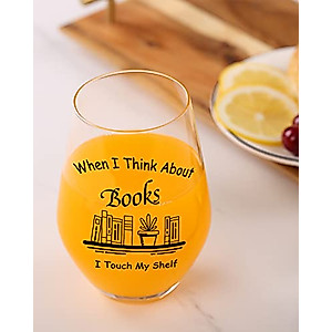 comfit Gifts for Book Lovers - Funny Book Club Stemless Wine Glass Gifts for Reader Lovers, Librarian,Teacher, Nerd Gift Idea,Inspirational Birthday Gifts for Book Lover Friend