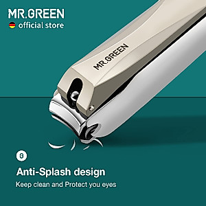 MR.GREEN Nail Clippers Anti Splash Fingernail Cutter Stainless Steel Manicure Tools Nail Scissors Detachable Design Nail Trimmer (Medium)
