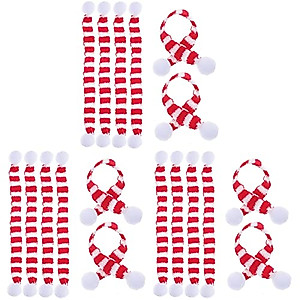 LUOZZY 18Pcs Christmas Mini Knit Scarf Miniature Snowman Scarf Mini Doll Scarf Mini Santa Claus Scarf Christmas Knitted Scarf for Wine Bottle Christmas Party Supplies (Red White, 1 * 23cm)