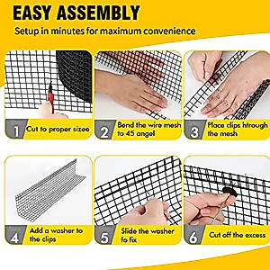 8in X 100ft Solar Panel Bird Guard,Solar Panel roof Protection net 1/2inch Mesh PVC Black Vinyl Coated Galvanized net 70 Fastener ClipsUsed for Bird,Animal Control