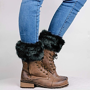 DUOQIAN Women Winter Faux Fur trim Boot Cuffs Socks Crochet Knitting Short Leg Warmers 4 Pack