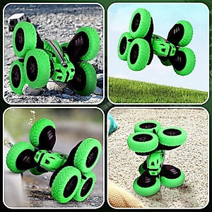 SHERPALACE 6 Wheeler LED Remote Control Car for Kids-OFF ROAD Stunt RC Car with 360 Flips-All Terrain Tires-Fast RC Drift Car-Crawler Tires & 2 Batteries- Holiday Gift Race Toy, 55+ Mins Play Time