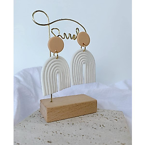 Polymer Clay Multi-colors Pure Colors Rainbow Earrings for Women,Lightweight Clay Cute U-shaped Big Geometric Fan Earrings Sterling Silver Stud,Statement Fun Fashion Jewelry(cute white)