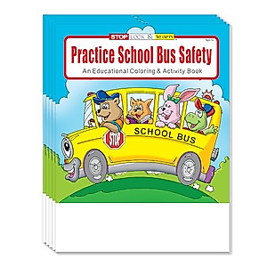 ZOCO - Practice School Bus Safety - Educational Coloring Books (50 Bulk Pack, Without Crayons) - Bus Driver Gifts - Games, Puzzles, Activities for Kids