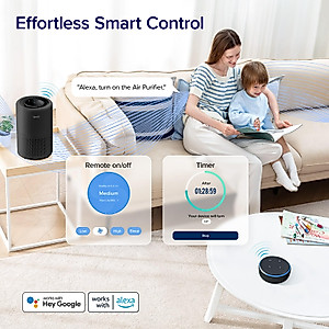 LEVOIT Air Purifiers for Home Large Room, Smart WiFi Alexa Control, H13 True HEPA Filter, Removes 99.97% of Pollutants, Covers up to 915 Sq.Foot, 24dB Quiet Cleaner for Bedroom, Core 200S, Black