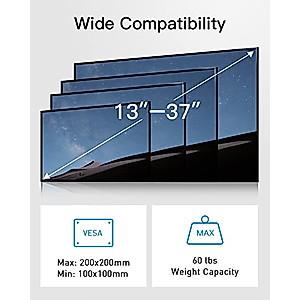 Pipishell Ceiling TV Mount, Full Motion TV Bracket for Most 13-37 inch TVs up to 60 lbs, Hanging TV Mount with Swivel, Tilt, Adjustable Height, Max VESA 200x200mm, PICM1